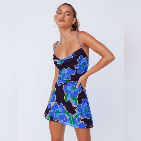 Runaway The Label | Dresses | Runaway The Label Sienna Blue Floral Mini ...